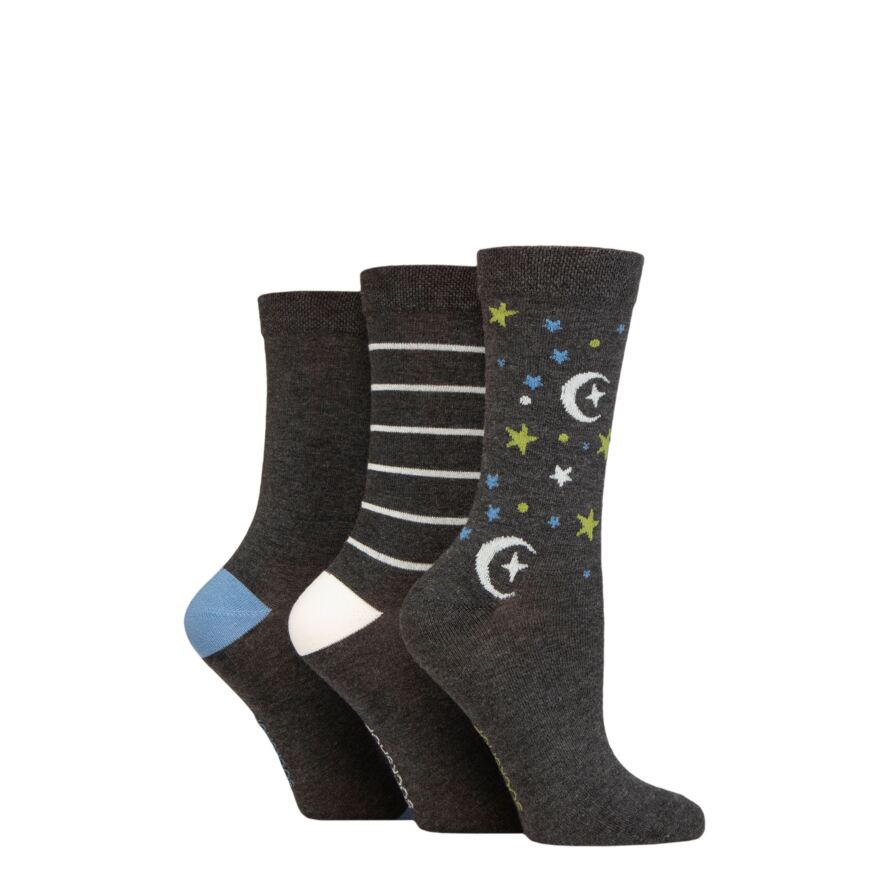 Ladies 3 Pair SOCKSHOP Patterned Bamboo Socks from SockShop