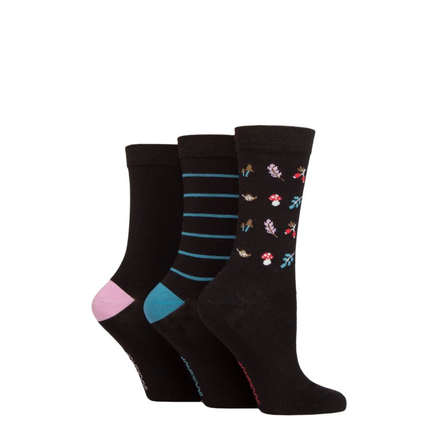 Ladies 3 Pair SOCKSHOP Patterned Bamboo Socks from SockShop