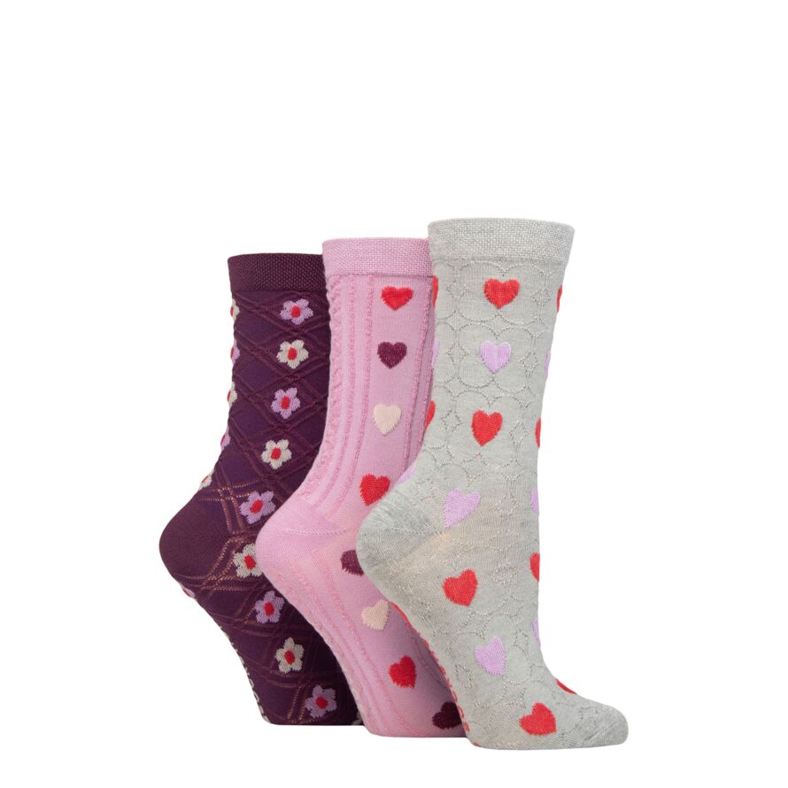 Ladies 3 Pair SOCKSHOP Patterned Pelerine Bamboo Socks