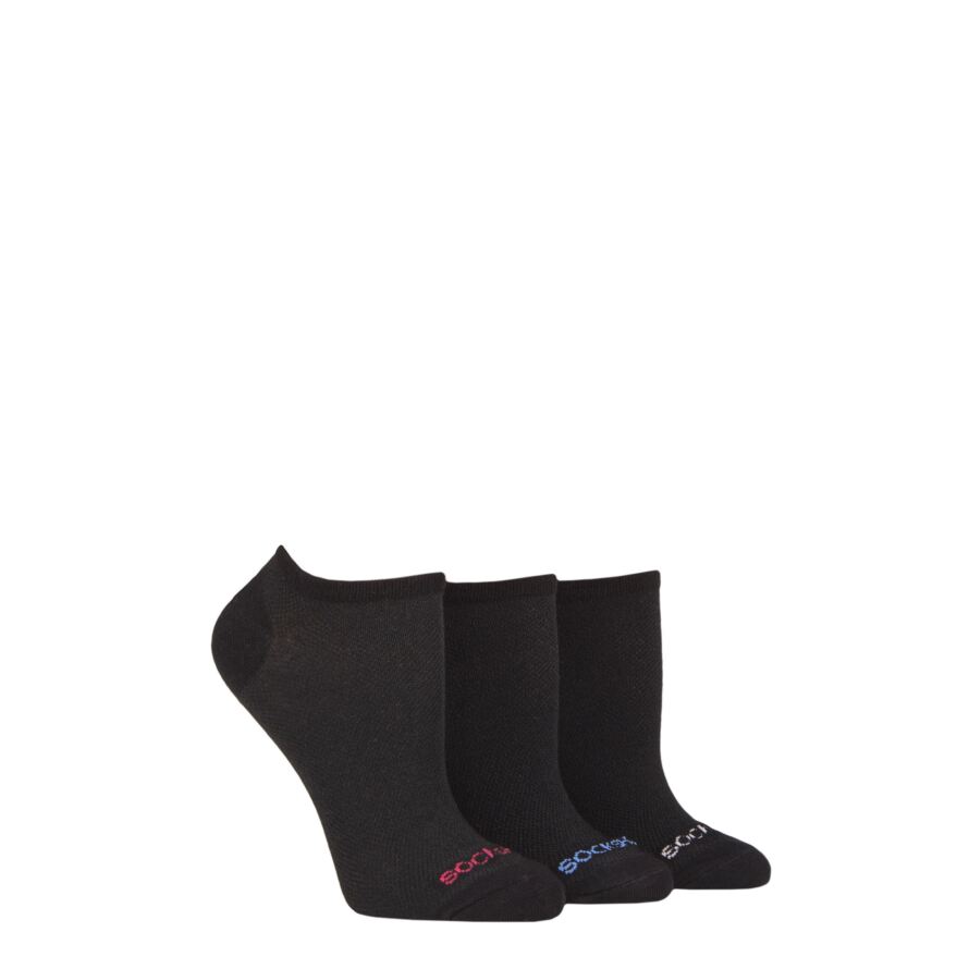 Ladies 3 Pair SOCKSHOP Striped, Plain, Ribbed and Mesh Bamboo Trainer ...