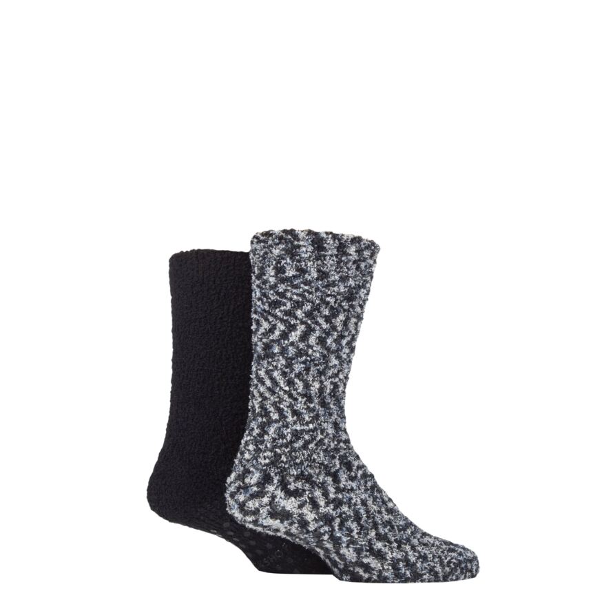 Men's 2 Pair SOCKSHOP Cosy Slipper Socks with Grip from SockShop