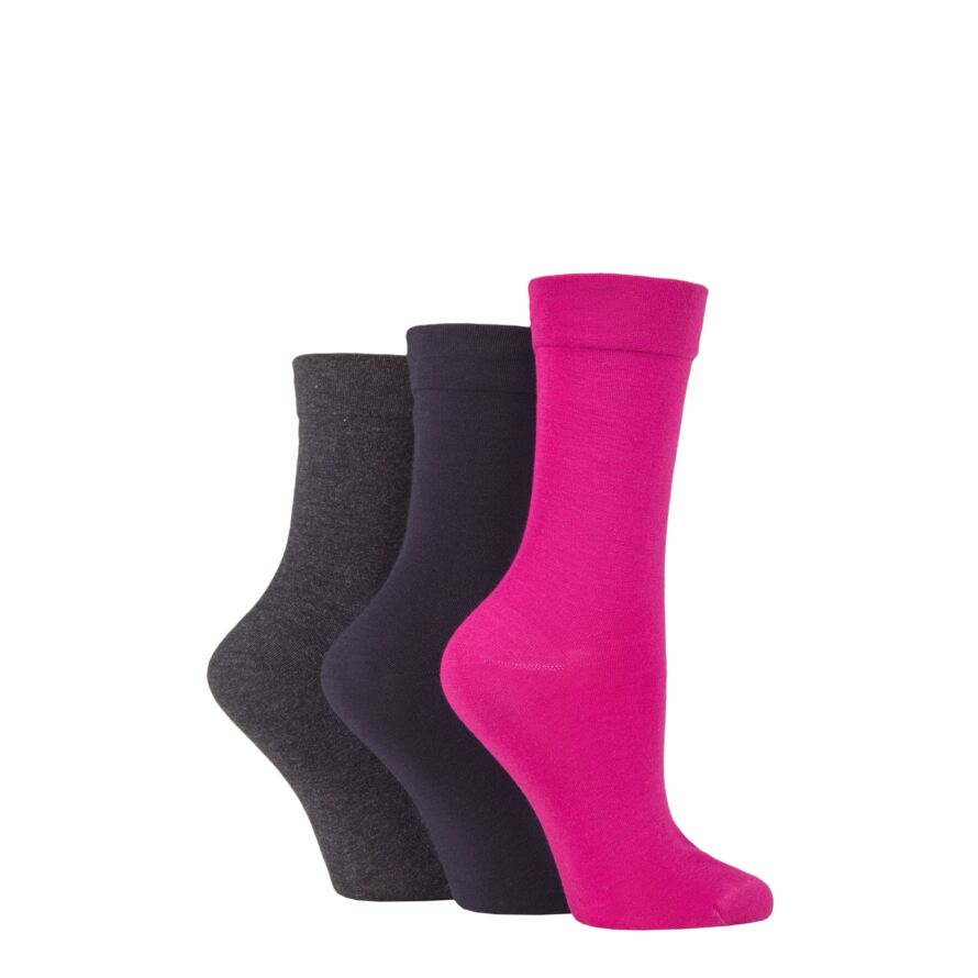 Ladies 3 Pair SOCKSHOP Gentle Bamboo Socks with Smooth Toe Seams in ...