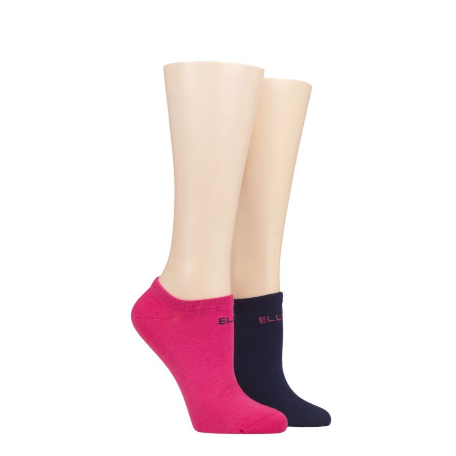 Ladies 2 Pair Elle Plain, Patterned and Striped Bamboo No Show Socks