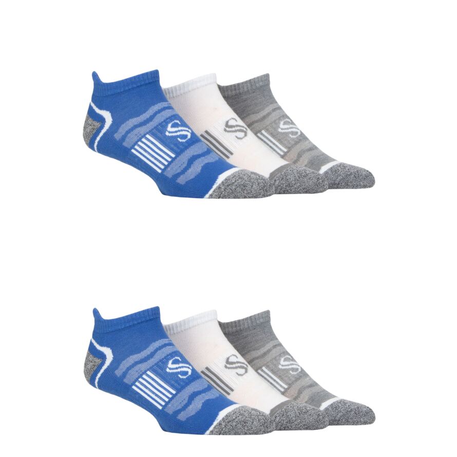 Mens 6 Pair SOCKSHOP Performance Sport Tech Half Cushioned Trainer Socks