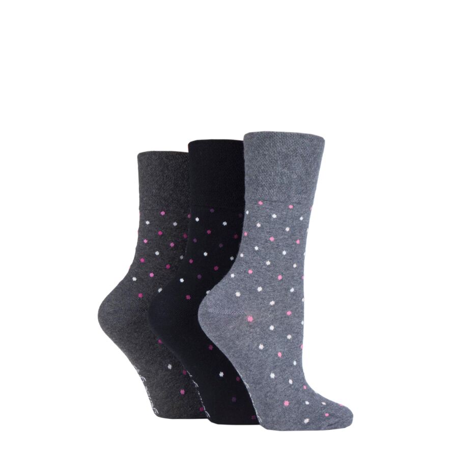 Ladies 3 Pair Gentle Grip Patterned and Striped Socks from SockShop