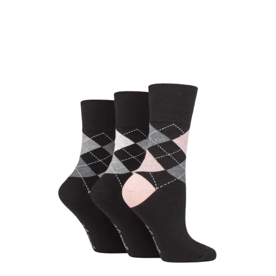 Gentle Grip Argyle Patterned Cotton Socks | SOCKSHOP