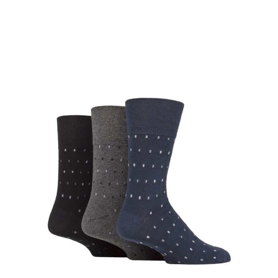 Mens 3 Pair Gentle Grip Argyle Patterned and Striped Socks from SockShop
