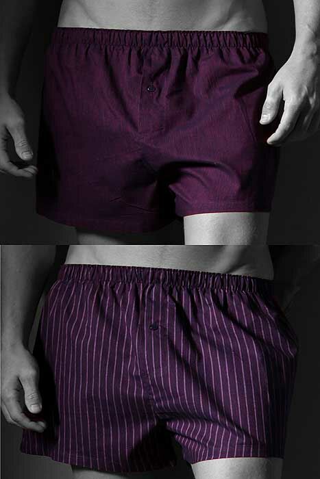 Mens 2 Pair Farah Easycare Woven Striped Boxer Shorts In Purple & Navy ...