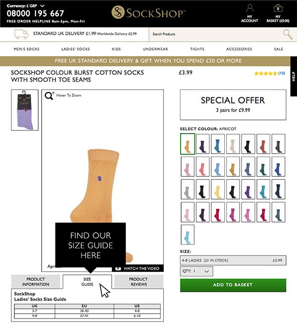 Size Guide at SockShop.co.uk - Go On Treat Your Feet!