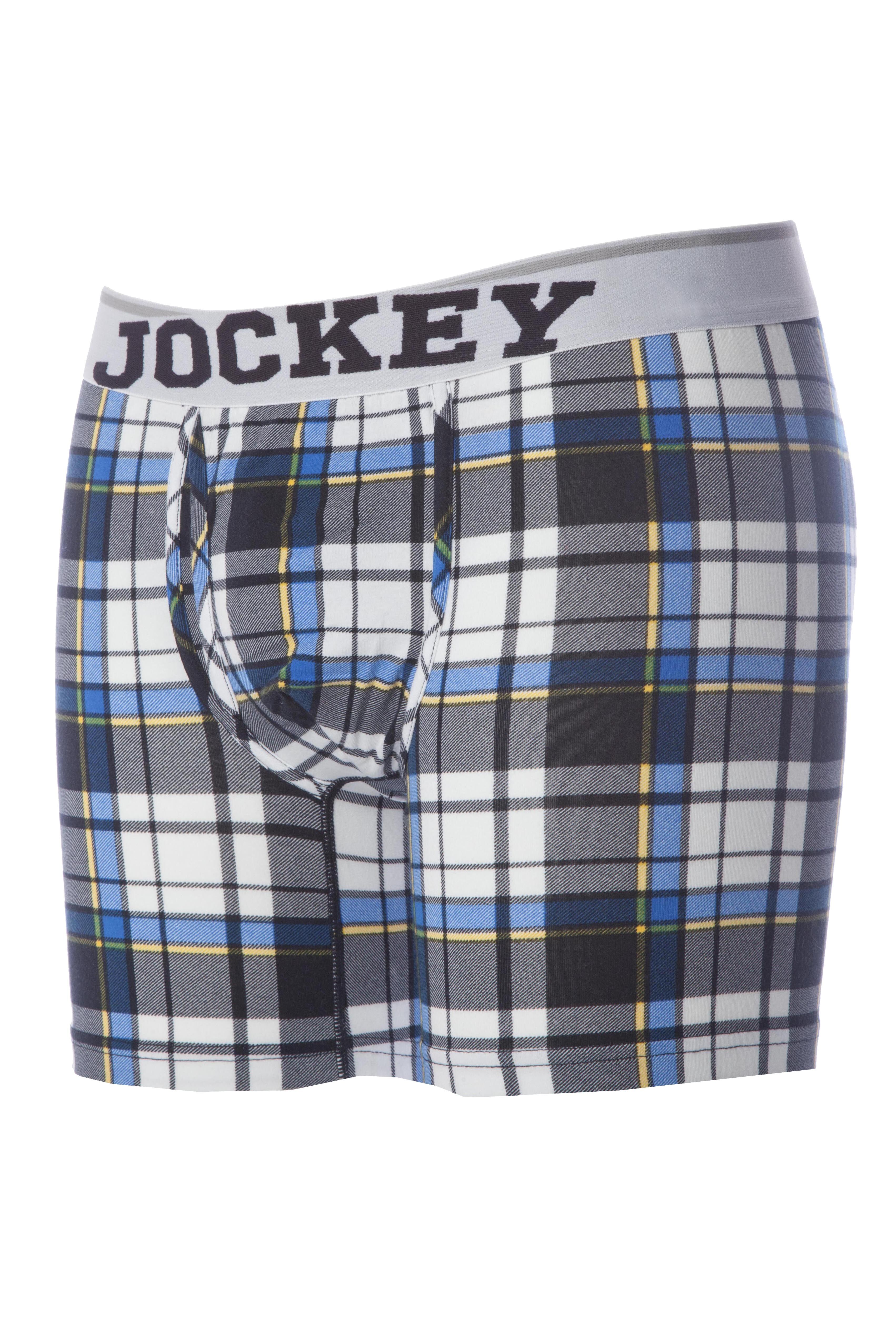 Mens 1 Pair Jockey West Coast Chequered Boxer Trunks Blue / White M ...