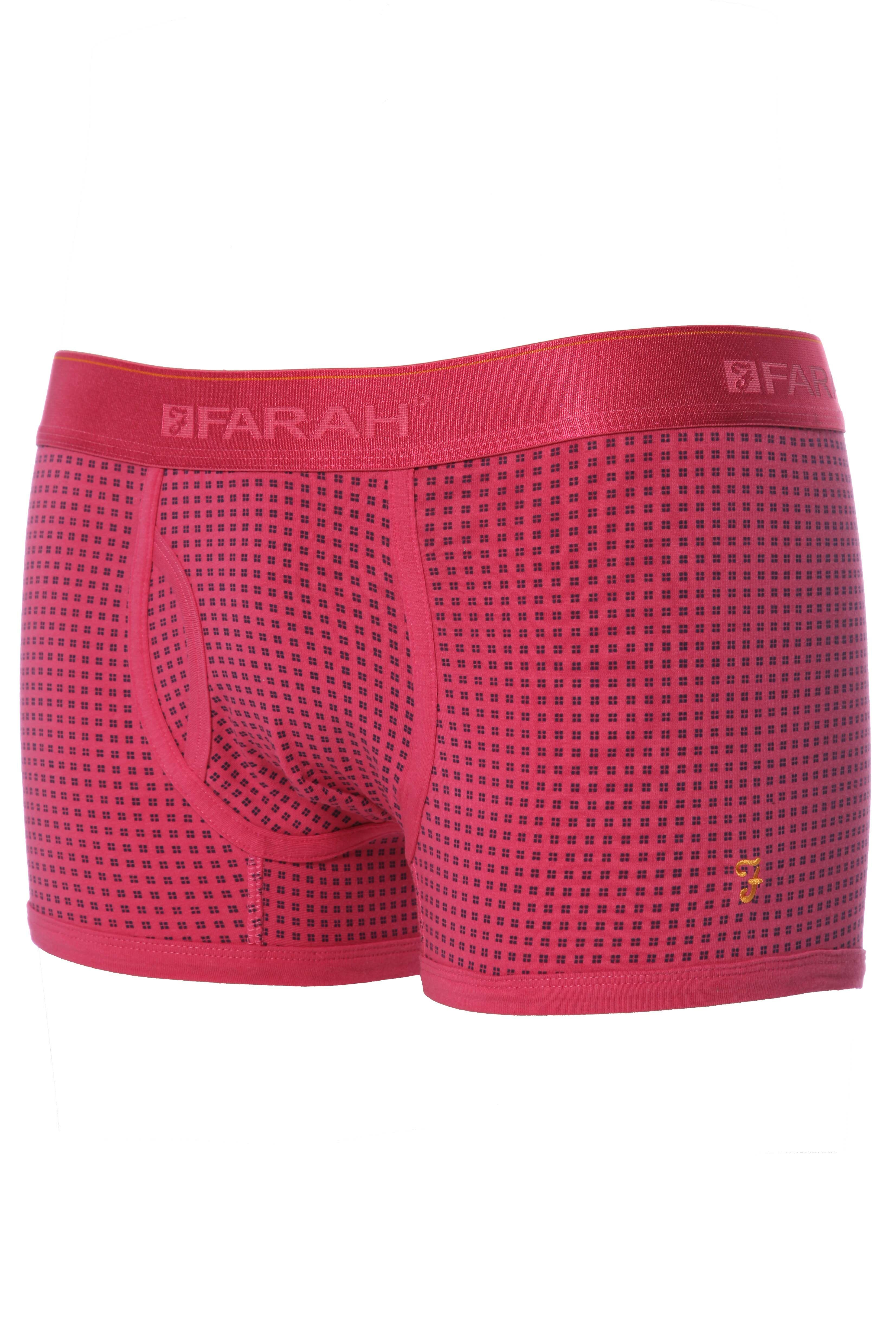 Mens 1 Pair Farah Vintage Printed Keyhole Trunks In Pink Pink L ...