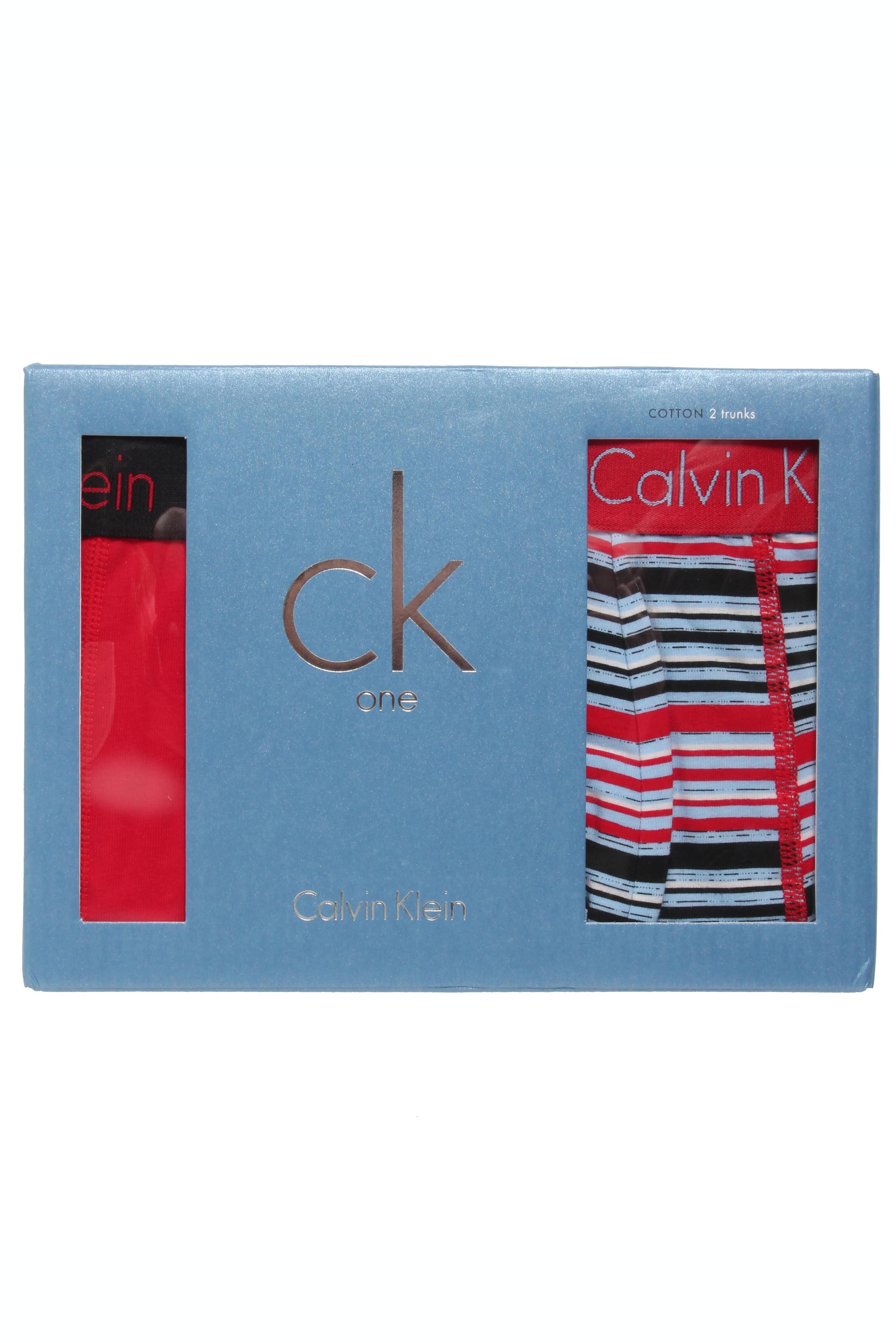 Mens 2 Pair Calvin Klein Cotton Outline Overlap Trunks Brilliant Red Xl ...