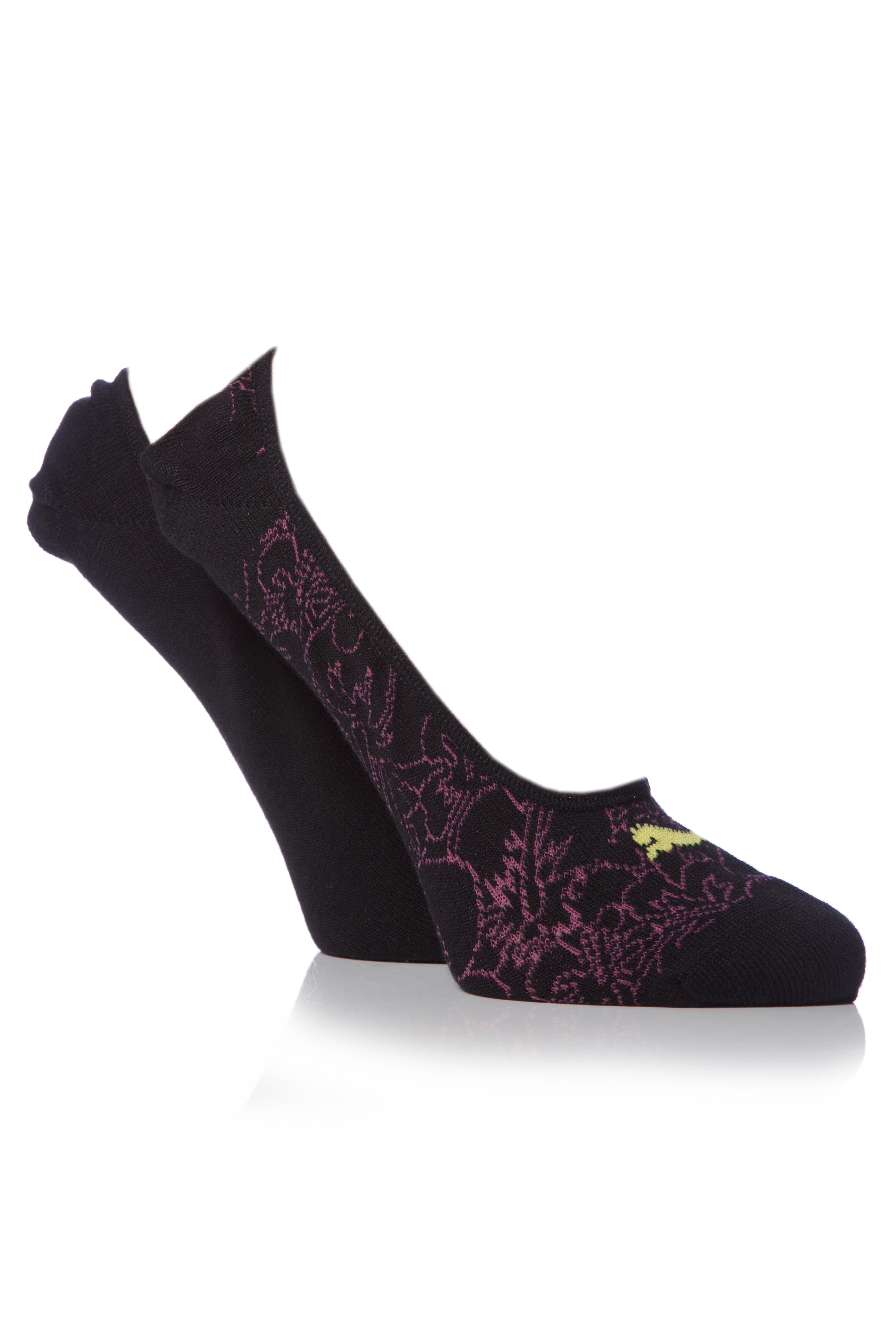 Ladies 2 Pair Puma Cotton Flower Footie Socks In 3 Colours Grey 2.5-5 ...