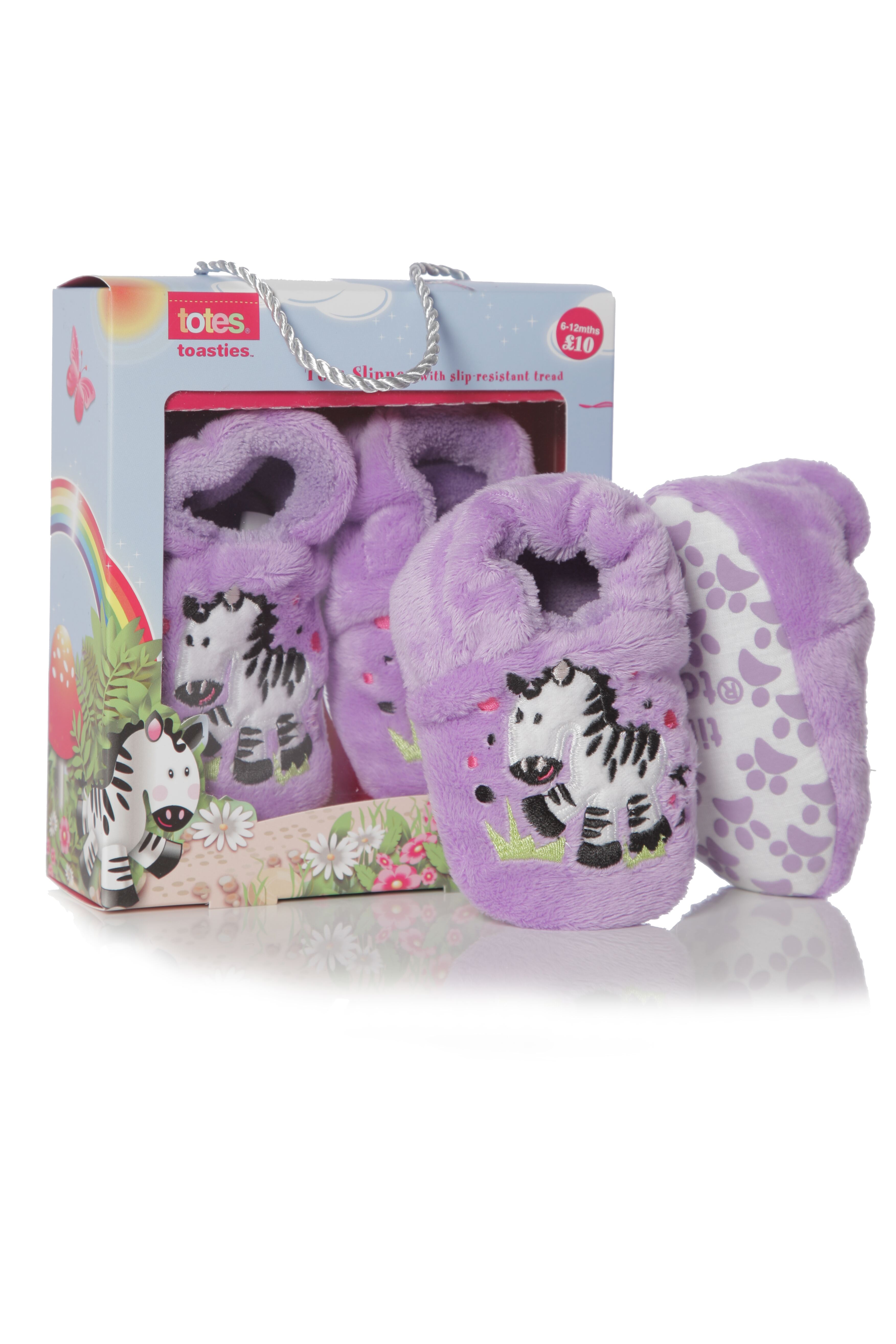 Girls 1 Pair Totes Tots Novelty Zebra Slippers Zebra 6-12 Months | Dabbean