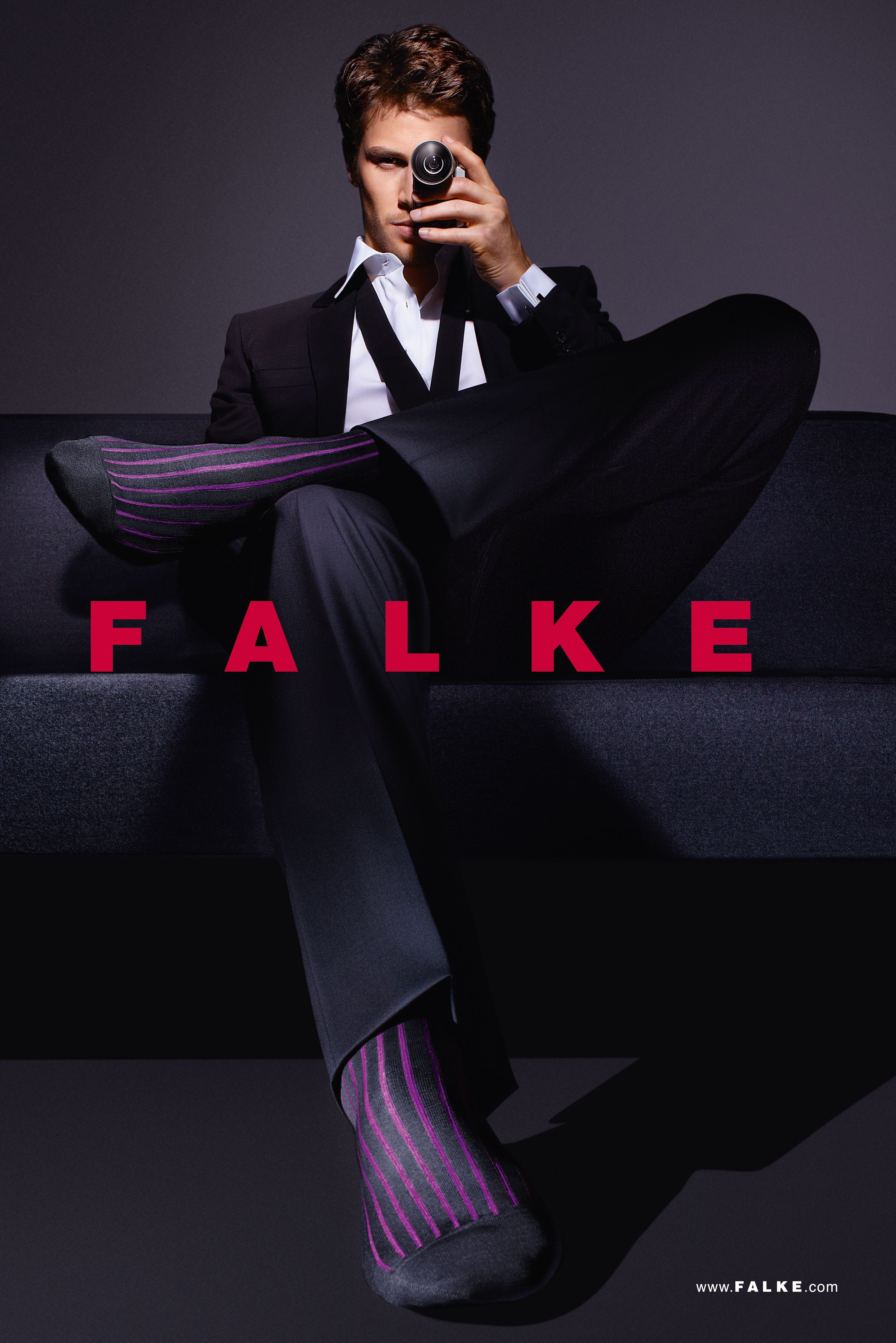 Mens 1 Pair Falke Shadow Wool Rib Socks In 2 Colours Wine/orange 8.5-9. ...