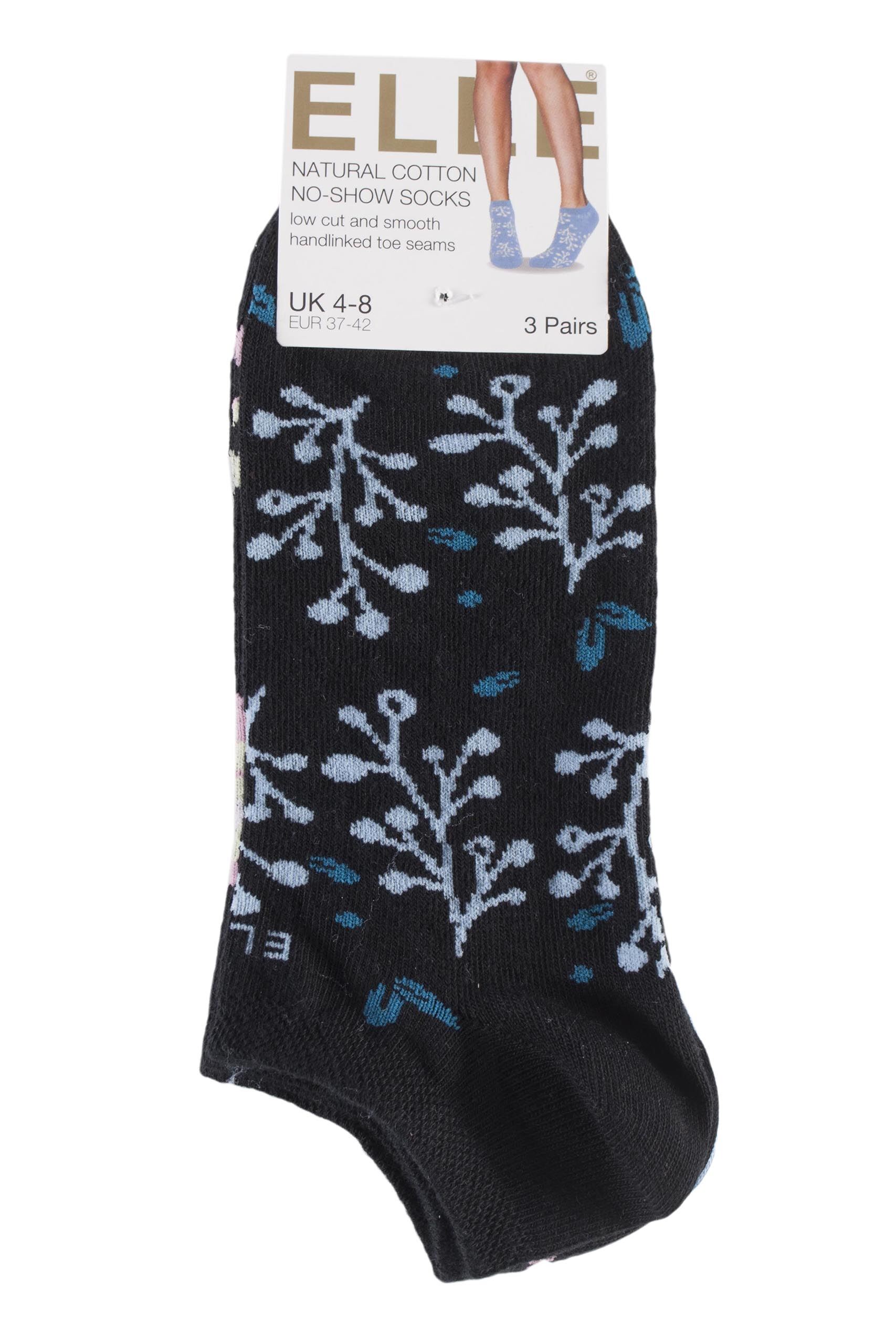 Ladies Elle Patterned Cotton No Show Socks | SockShop